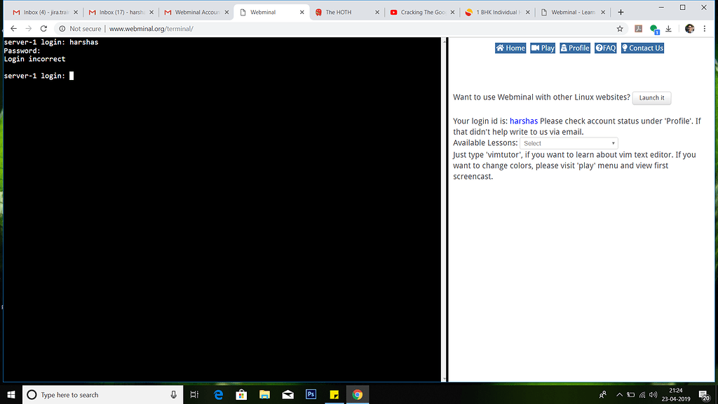 Login not working - Webminal Support - Webminal